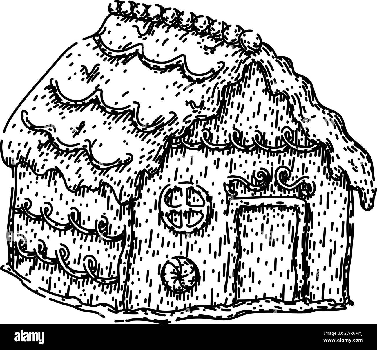 house gingerbread sketch hand drawn vector Stock Vector Image & Art - Alamy