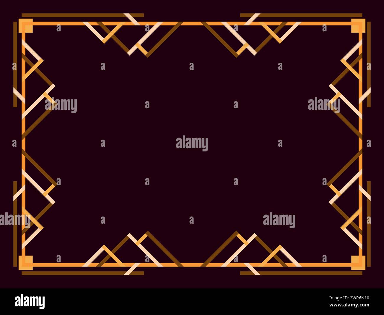 Frame for text in line art style. Art deco frame. Golden vintage linear ...