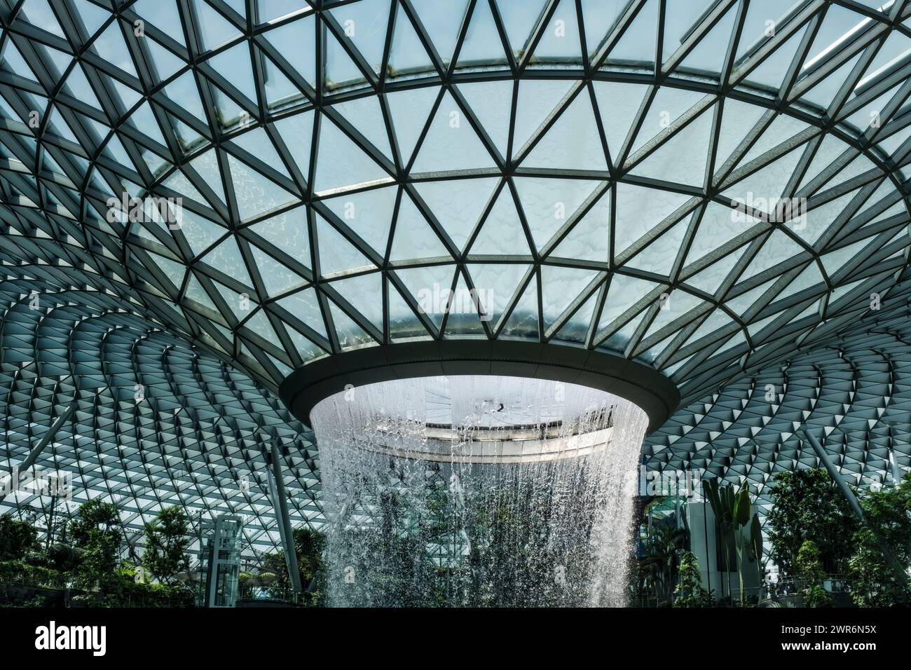 The Rain Vortex, indoor waterfall, Jewel Changi airport, Singapore ...