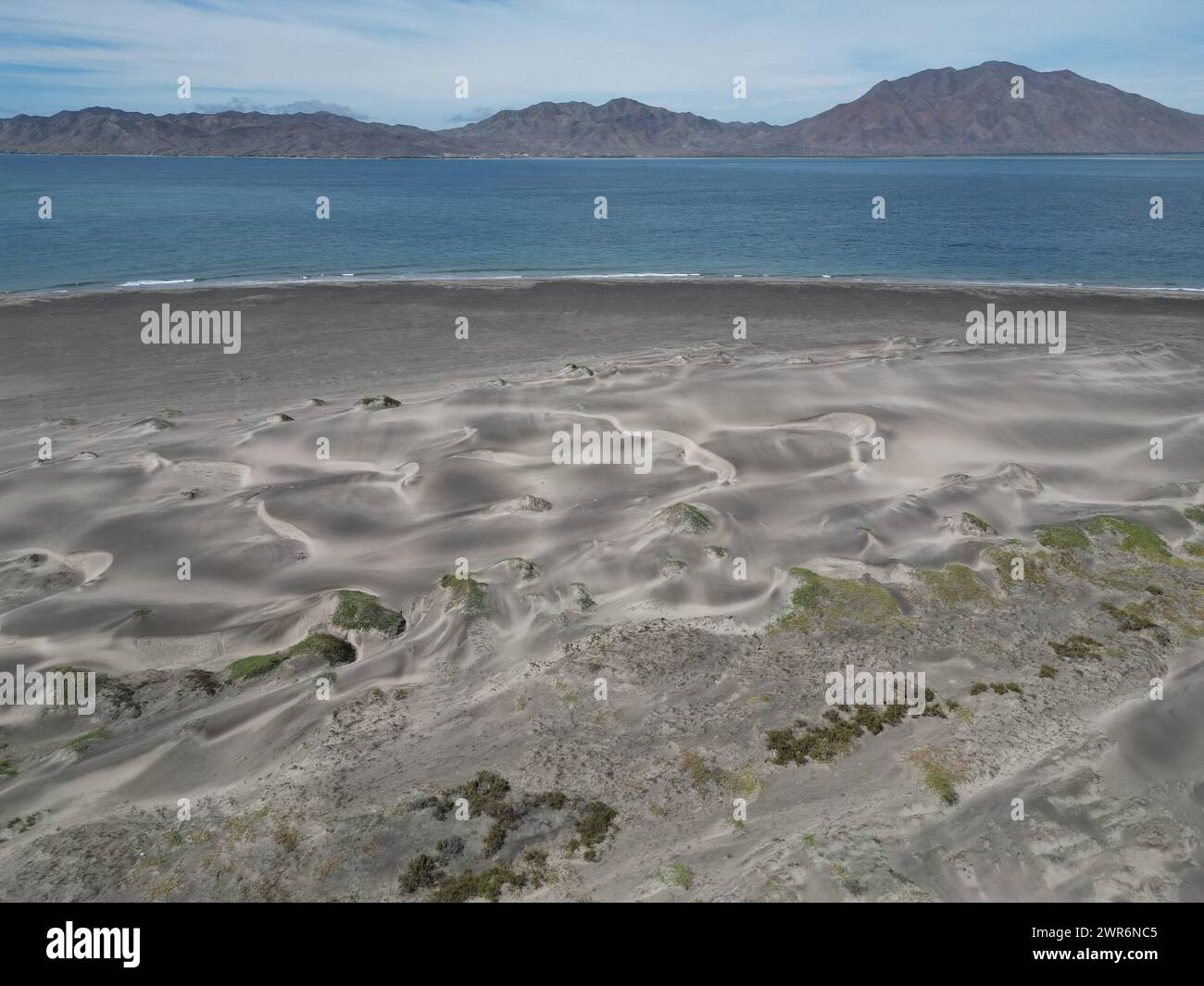 sand dunes desert by the pacific ocean in Puerto chale magdalena bay ...