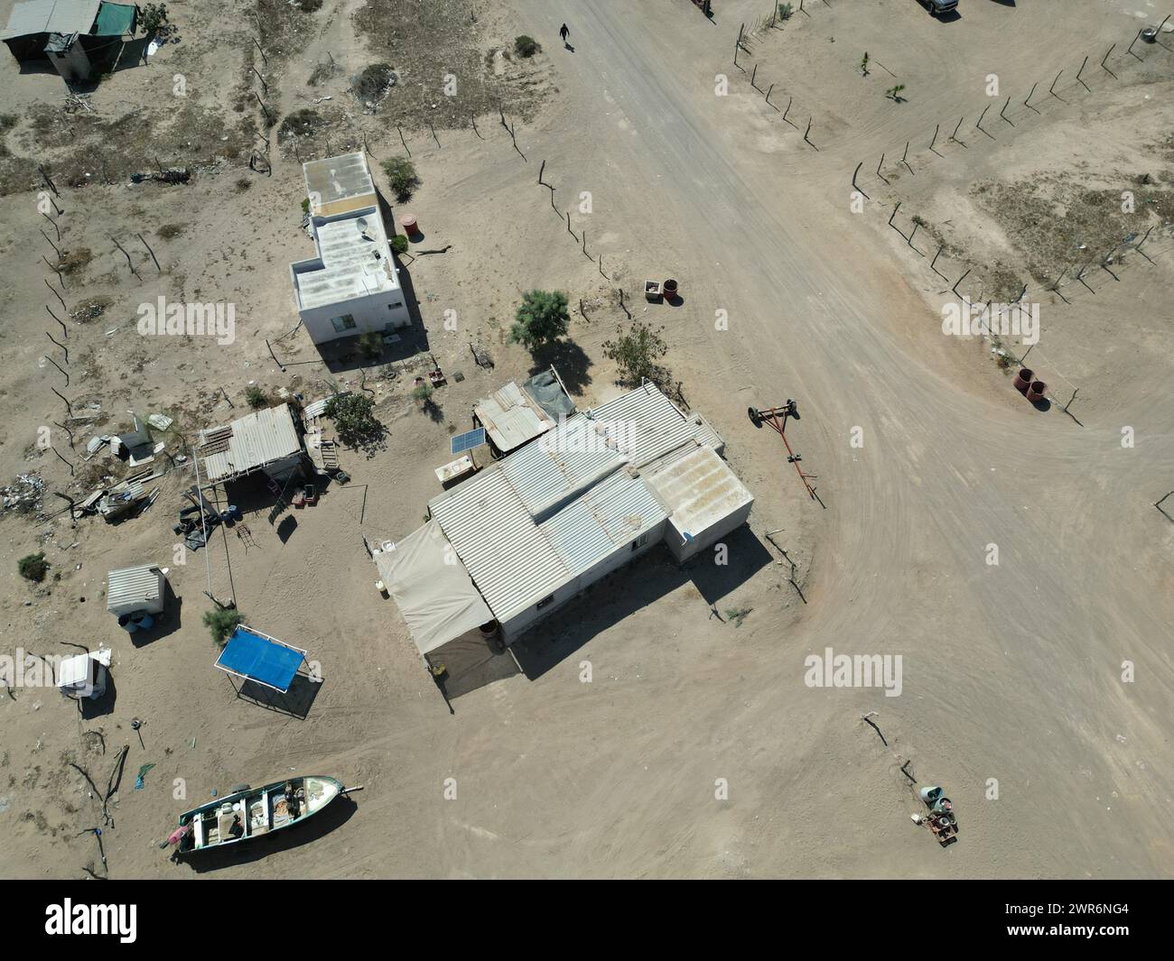 fishermen village Puerto chale magdalena bay aerial view panorama baja ...
