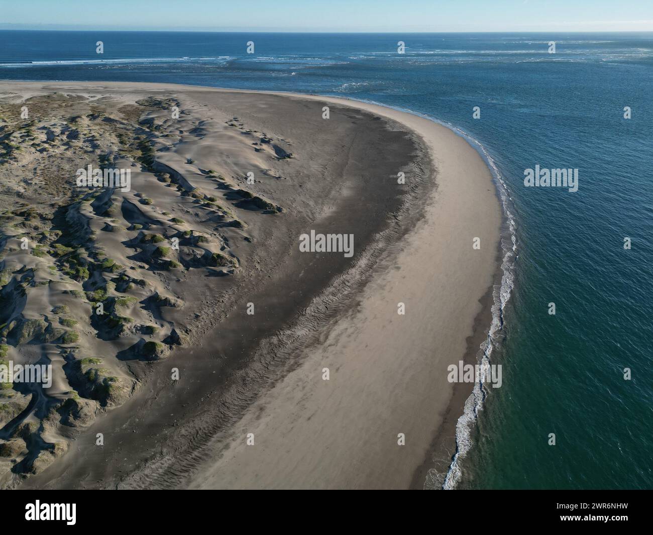 sand dunes desert by the pacific ocean in Puerto chale magdalena bay ...
