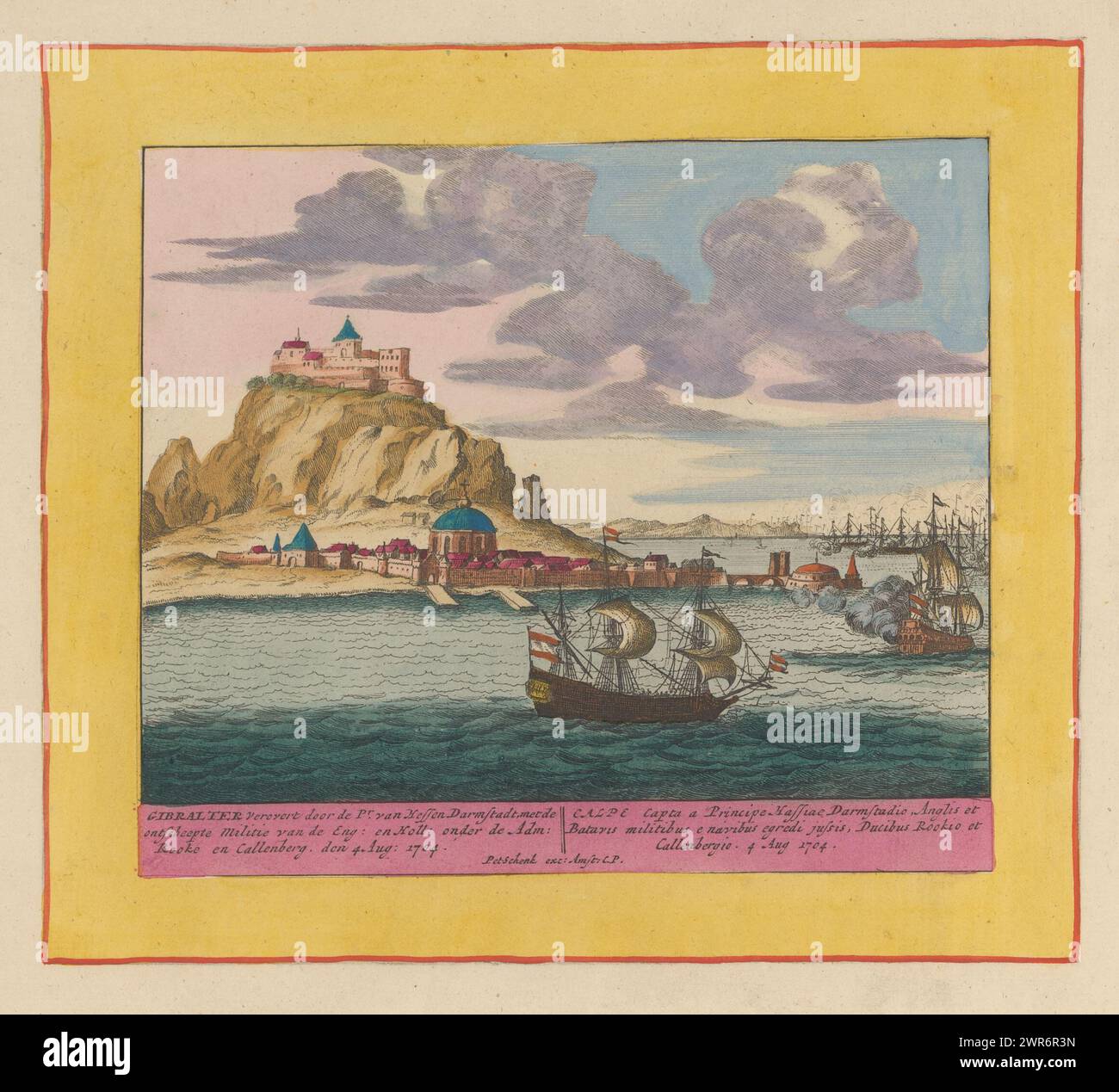 Conquest of Gibraltar by an Anglo-Dutch fleet, 1704, Gibraltar captured ...