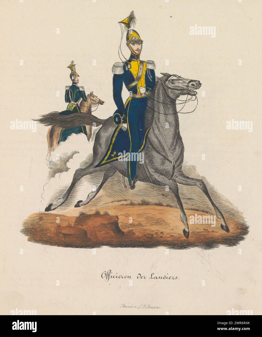 Uniform of the officers of the lancers, 1845, Officers of the Lancers ...