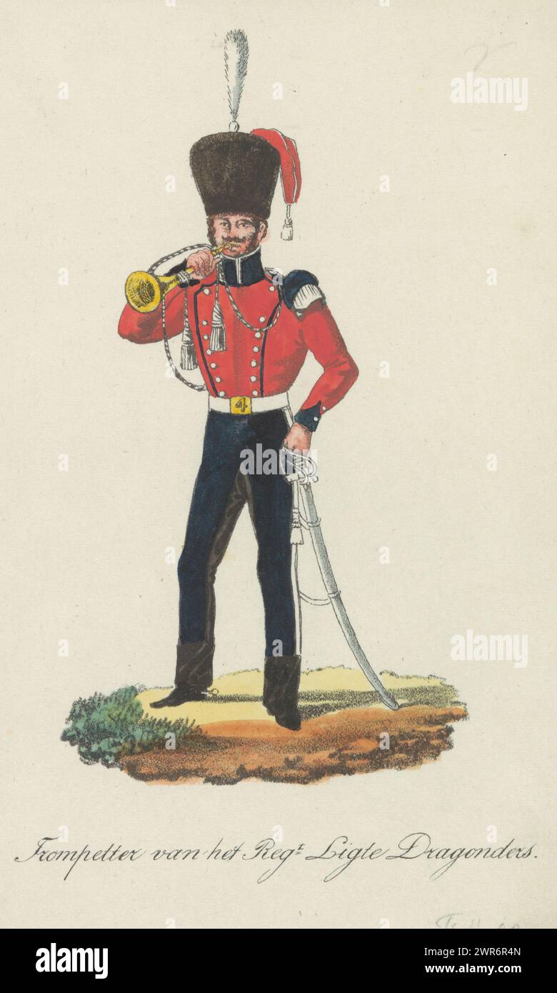 Trumpet player of the Reg.t Light Dragoons (title on object), Dutch ...