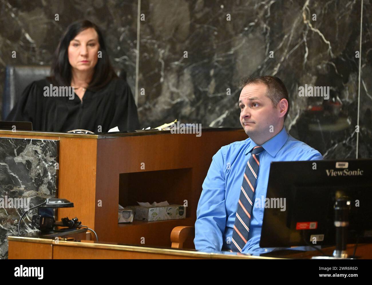 Oxford High School counselor Shawn Hopkins, with Oakland County Judge ...