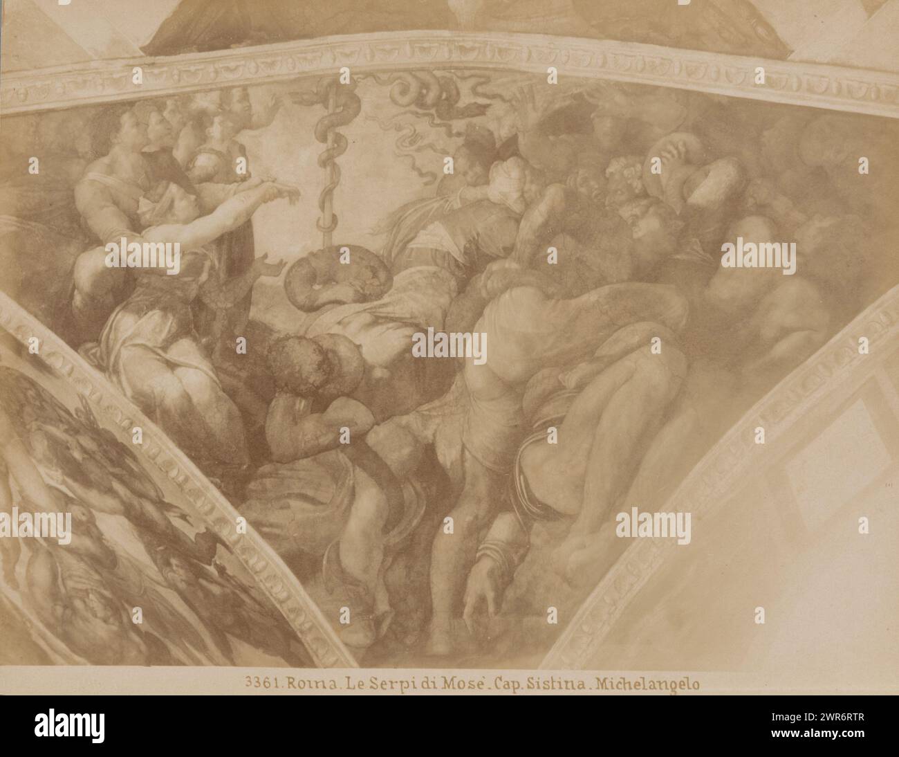Photo reproduction of the fresco The Serpents of Moses by Michelangelo ...
