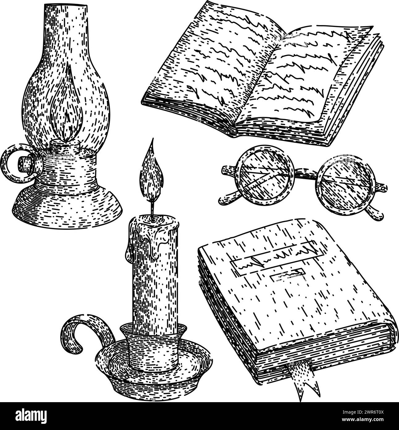 reading set sketch hand drawn vector Stock Vector Image & Art - Alamy