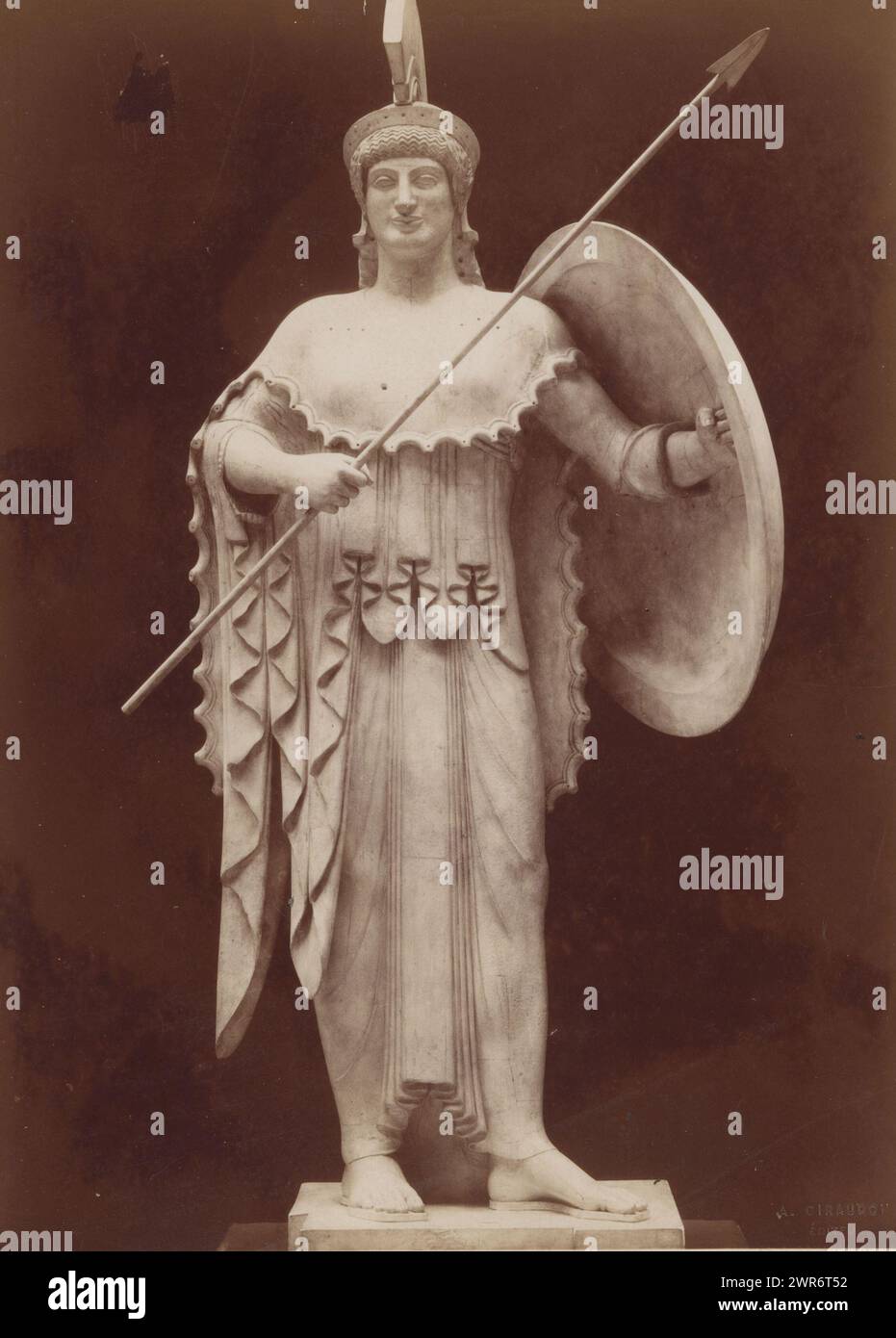 Statue of Pallas Athena, from the temple in Aegina, Art Grec. - Athenée ...