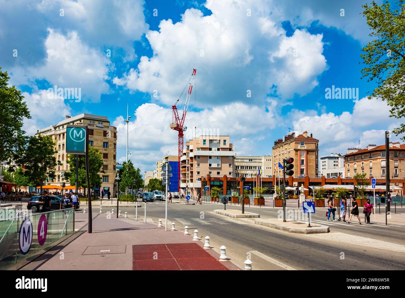 Paris, France - July 23 2022: An intersection in Paris close to Mairie ...