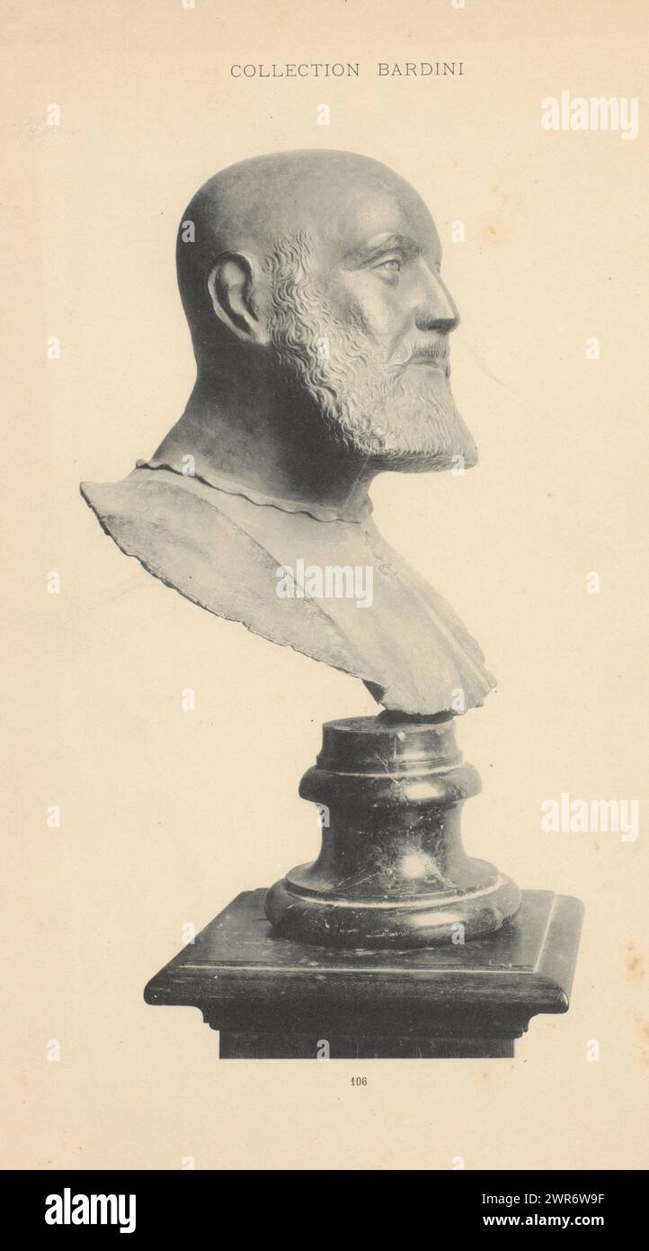 Sculpture of a head on pedestal, Collection Bardini (series title on ...