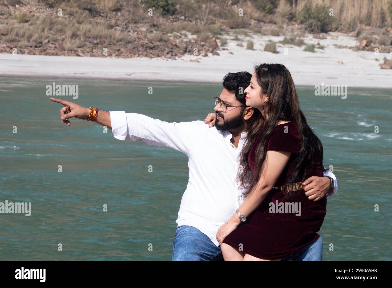 In the embrace of her partner, woman discovers the world anew, tracing ...