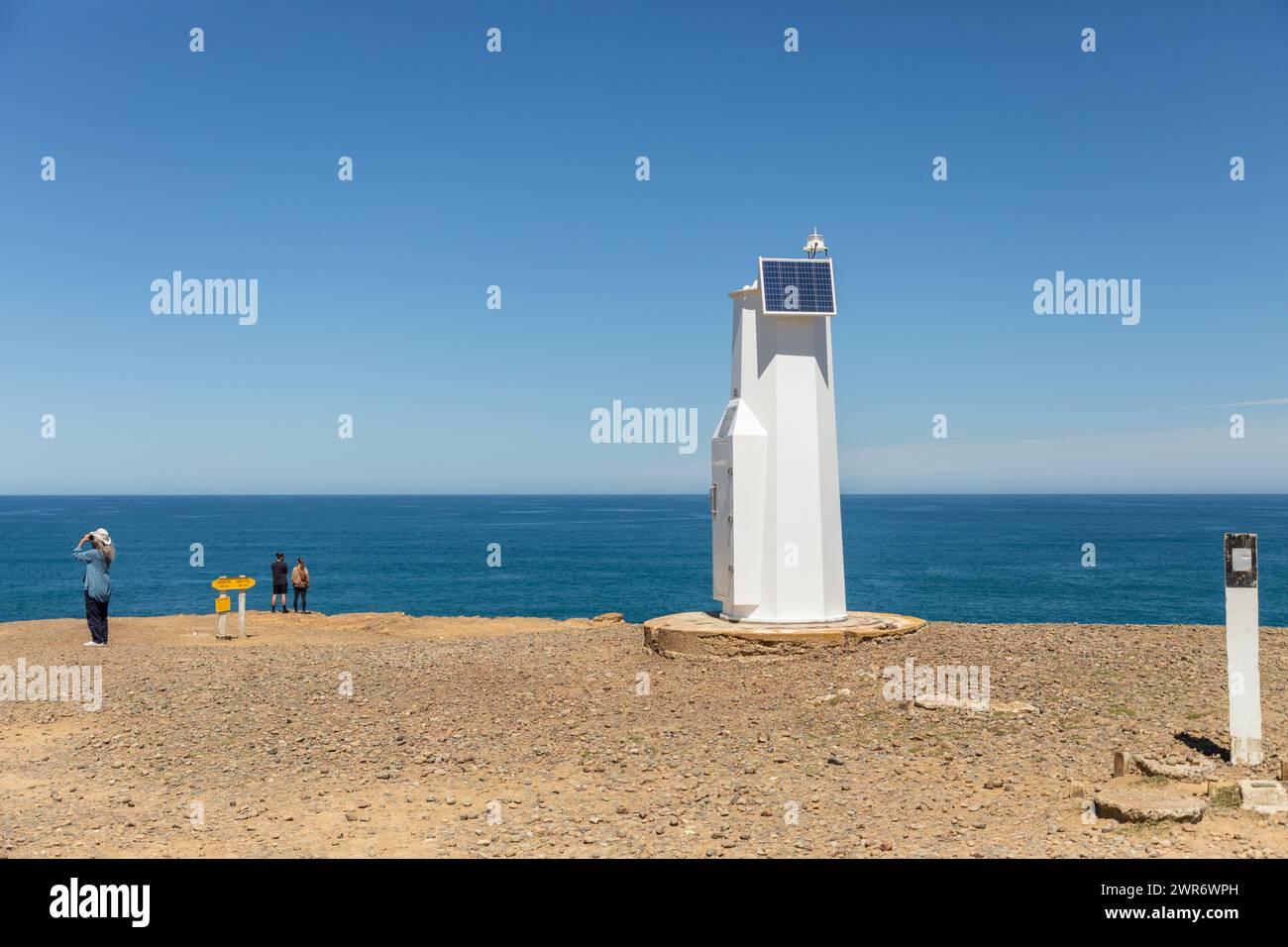 A beacon at Slope Point, the most southerly point of the South Island ...