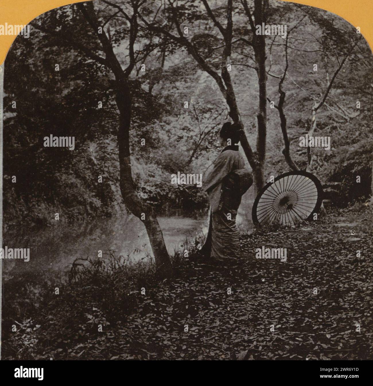 Woman with parasol in forest area, Japan, anonymous, Japan, 1890 - 1910 ...