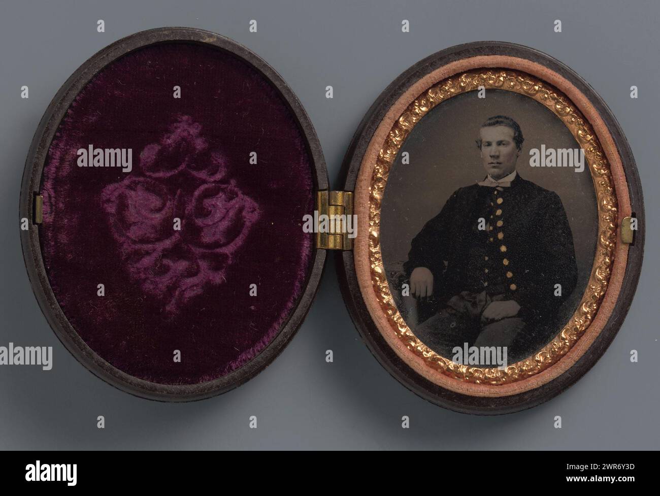 Portrait of an unknown man, possibly a soldier, anonymous, 1861, metal ...