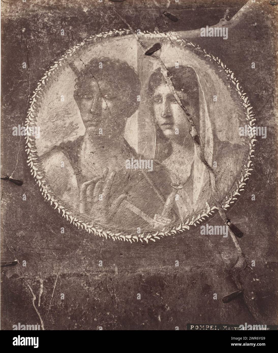 Photo reproduction of a fresco depicting Venus and Mars in Pompeii ...
