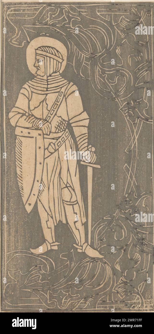 Saint in warrior's garb, Woodcuts in medieval style (series title ...