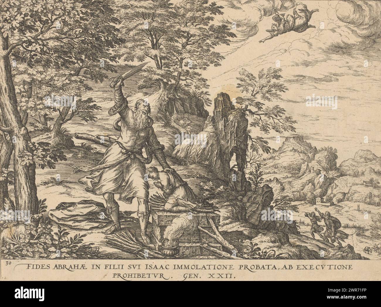 Sacrifice of Isaac, Figurae et imagines bibliorum (series title), Abraham raises his knife to ...