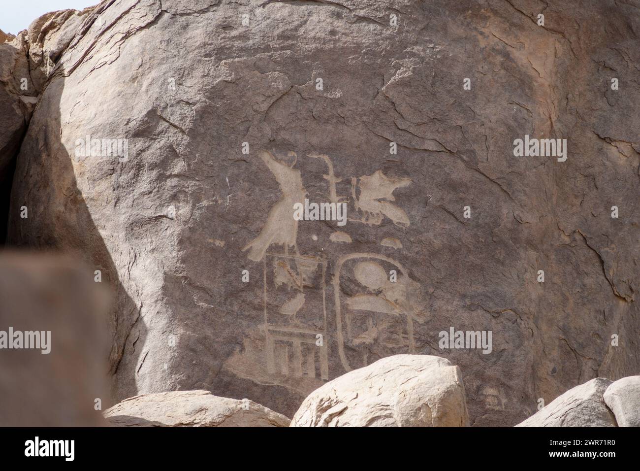 Rock inscriptions on Sehel Island, Aswan, Egypt Stock Photo - Alamy
