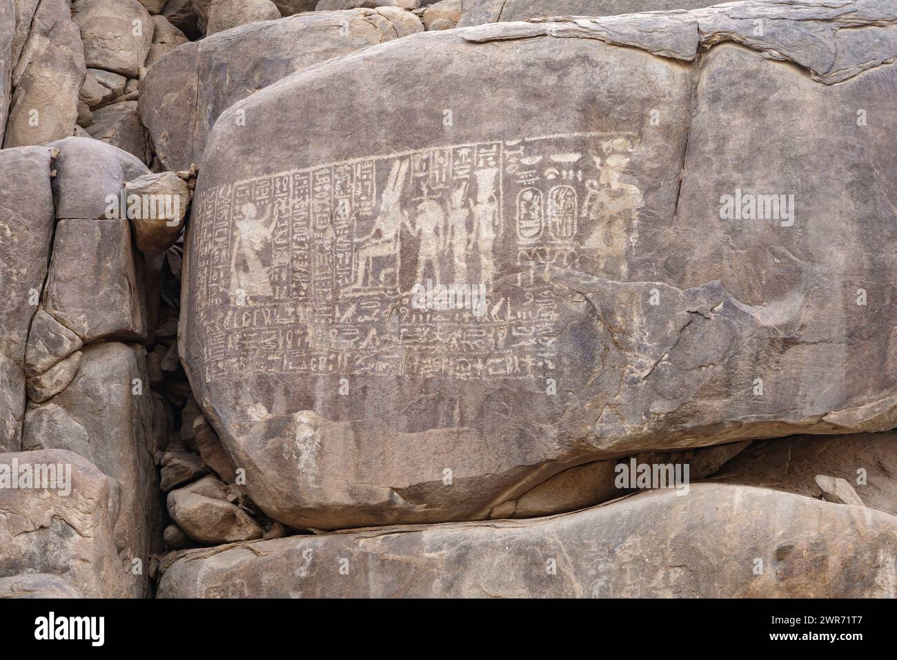 Rock inscriptions on Sehel Island, Aswan, Egypt Stock Photo - Alamy