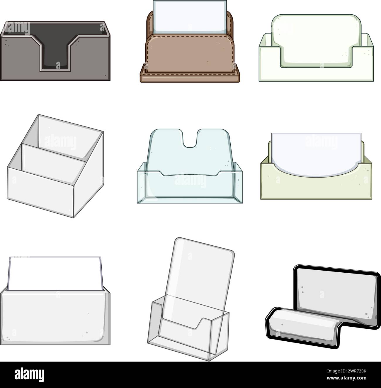 business card holder set cartoon vector illustration Stock Vector Image ...