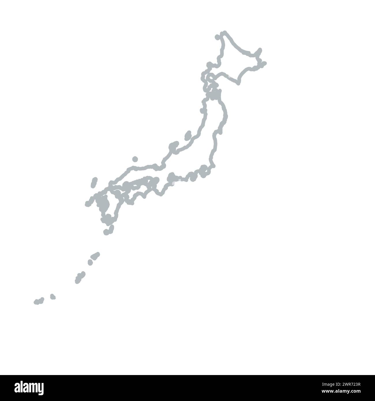 Administrative outline map of Japan showing regions provinces Stock ...