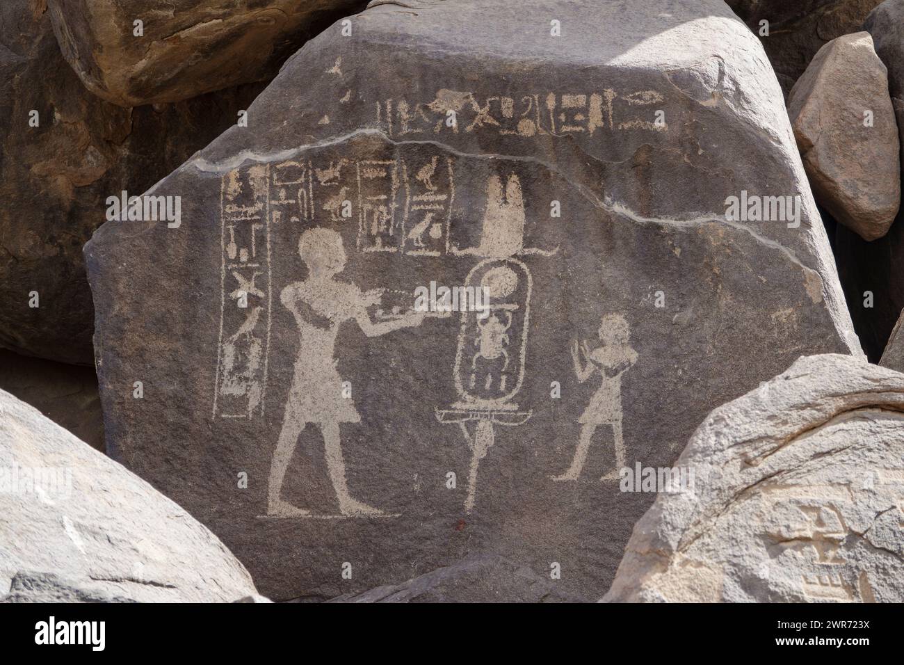 Rock inscriptions on Sehel Island, Aswan, Egypt Stock Photo - Alamy