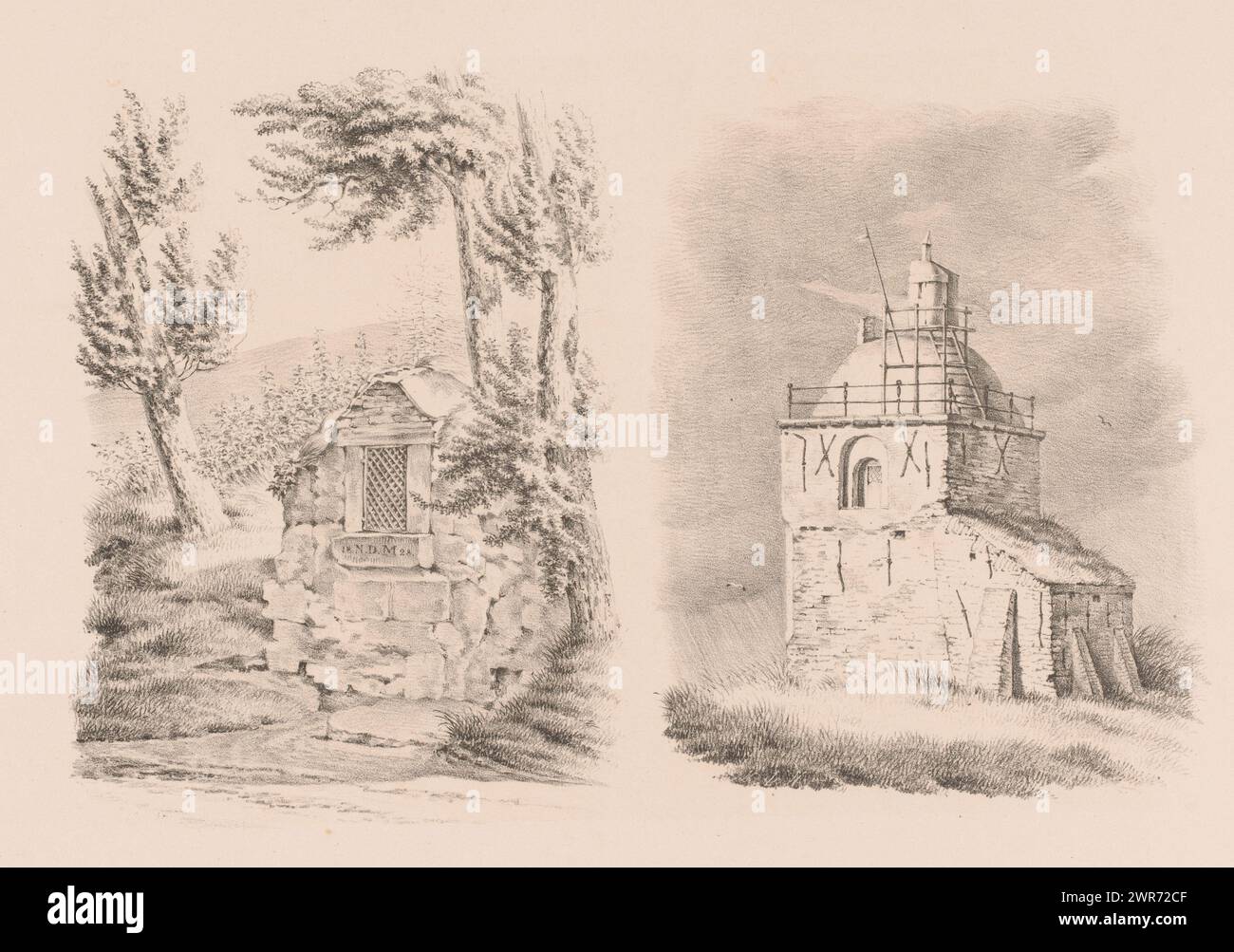 Chapel and lighthouse, The chapel, built from boulders, bears the year ...