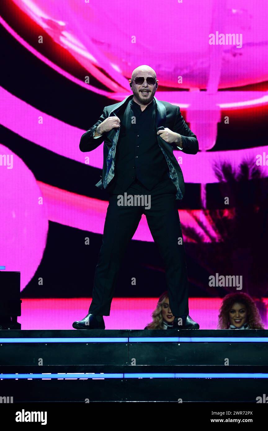 Hollywood, USA. 08th Mar, 2024. HOLLYWOOD, FLORIDA - MARCH 08: Pitbull ...