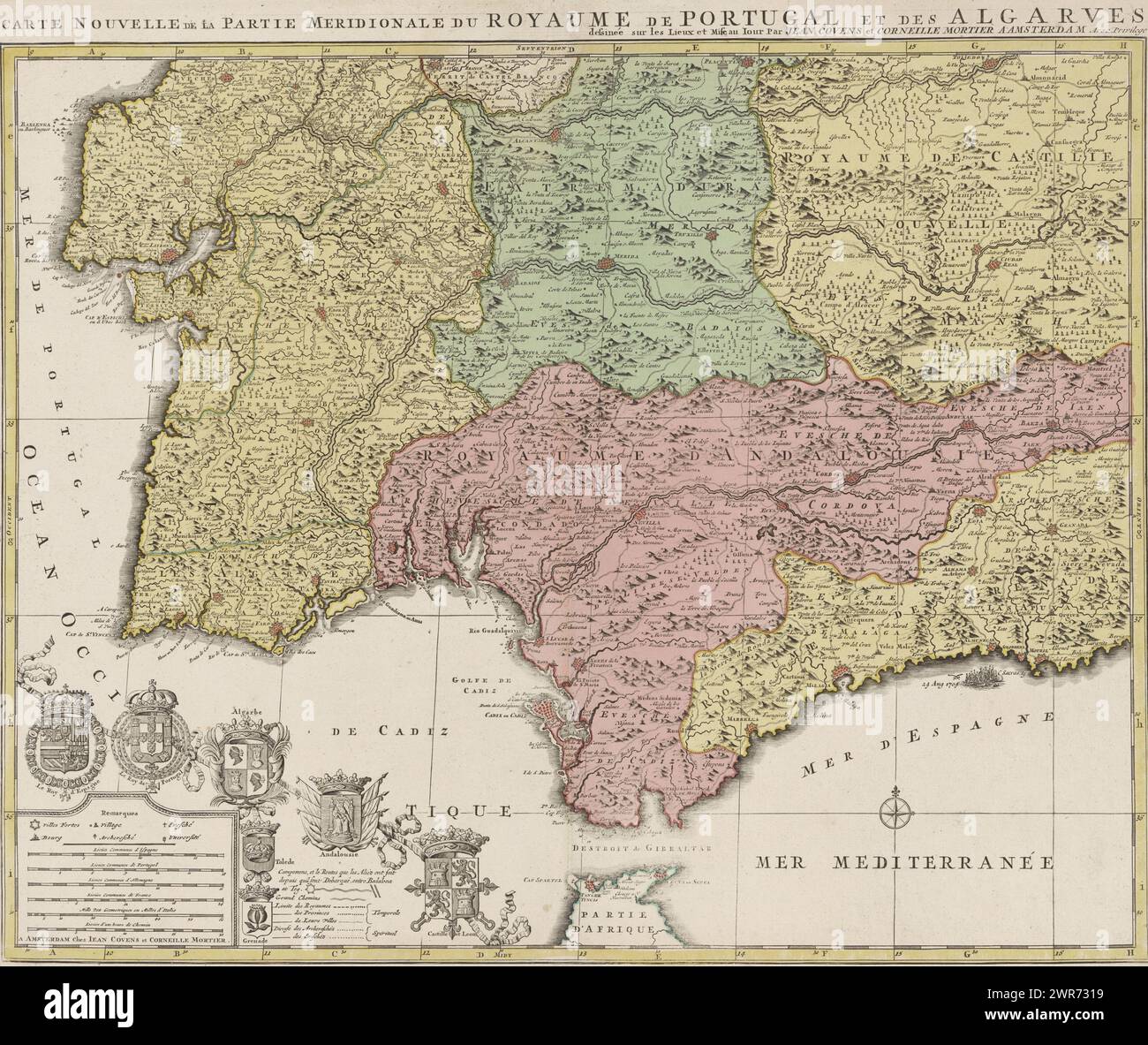 Map of the south of Spain and Portugal, Map showing part of Portugal ...