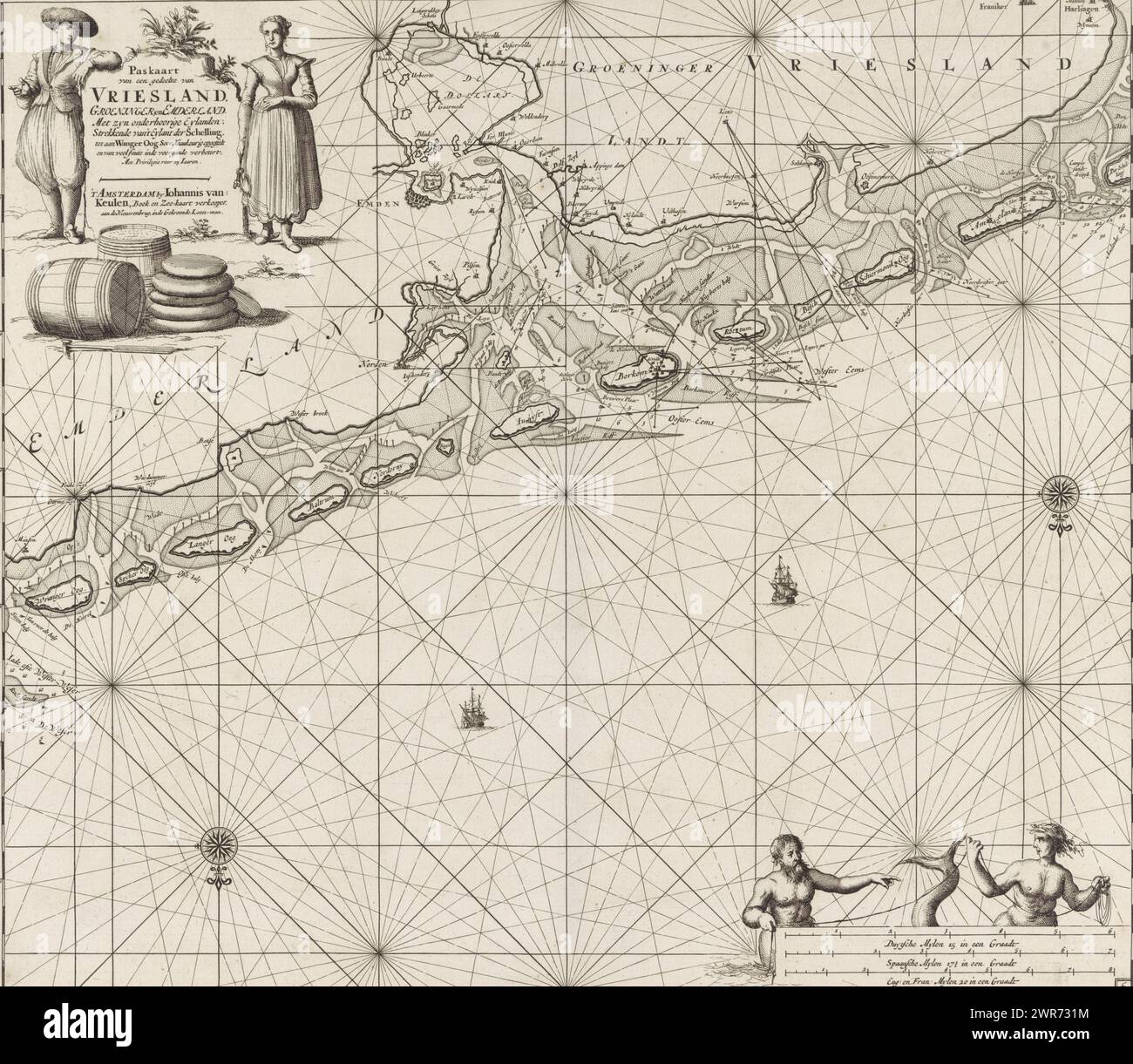 Pass map of a large part of the Wadden Islands, Pass map of part of ...