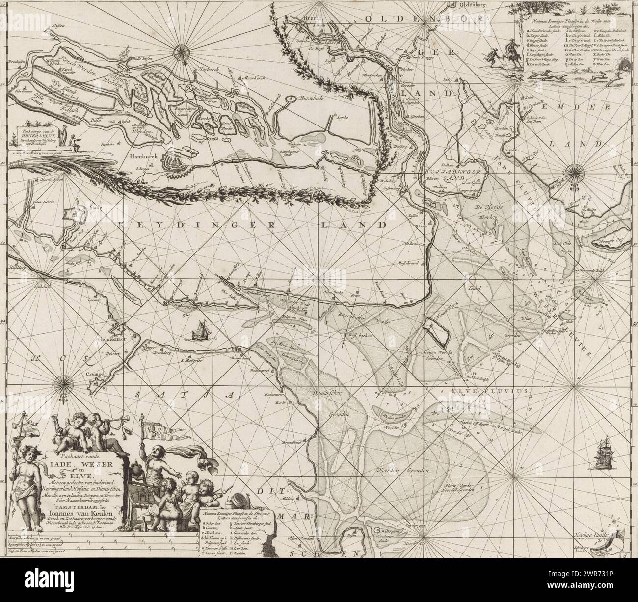 Pass map of part of the Elbe, the Weser and the Jade Boezem, Pass map ...
