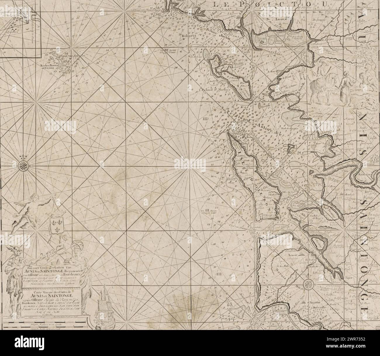 Pass map of Saintonge and Aunis, Pascaart Of the Sea Coasts Of Aunis ...
