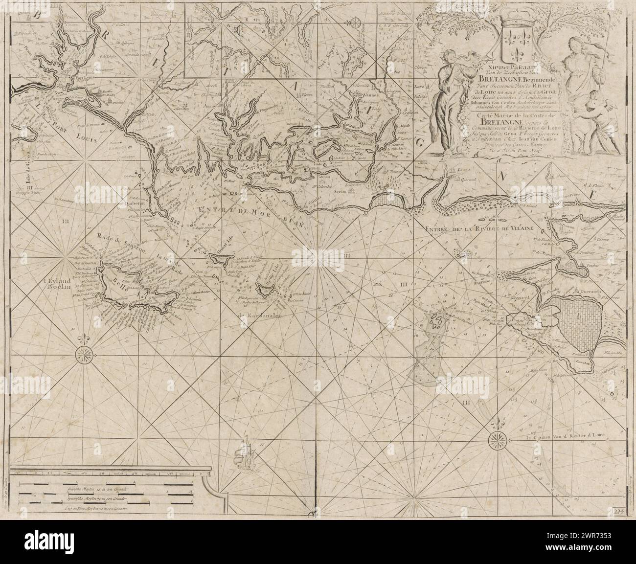 Carte marine de la de bretagne depuis la commancement de hi-res stock ...