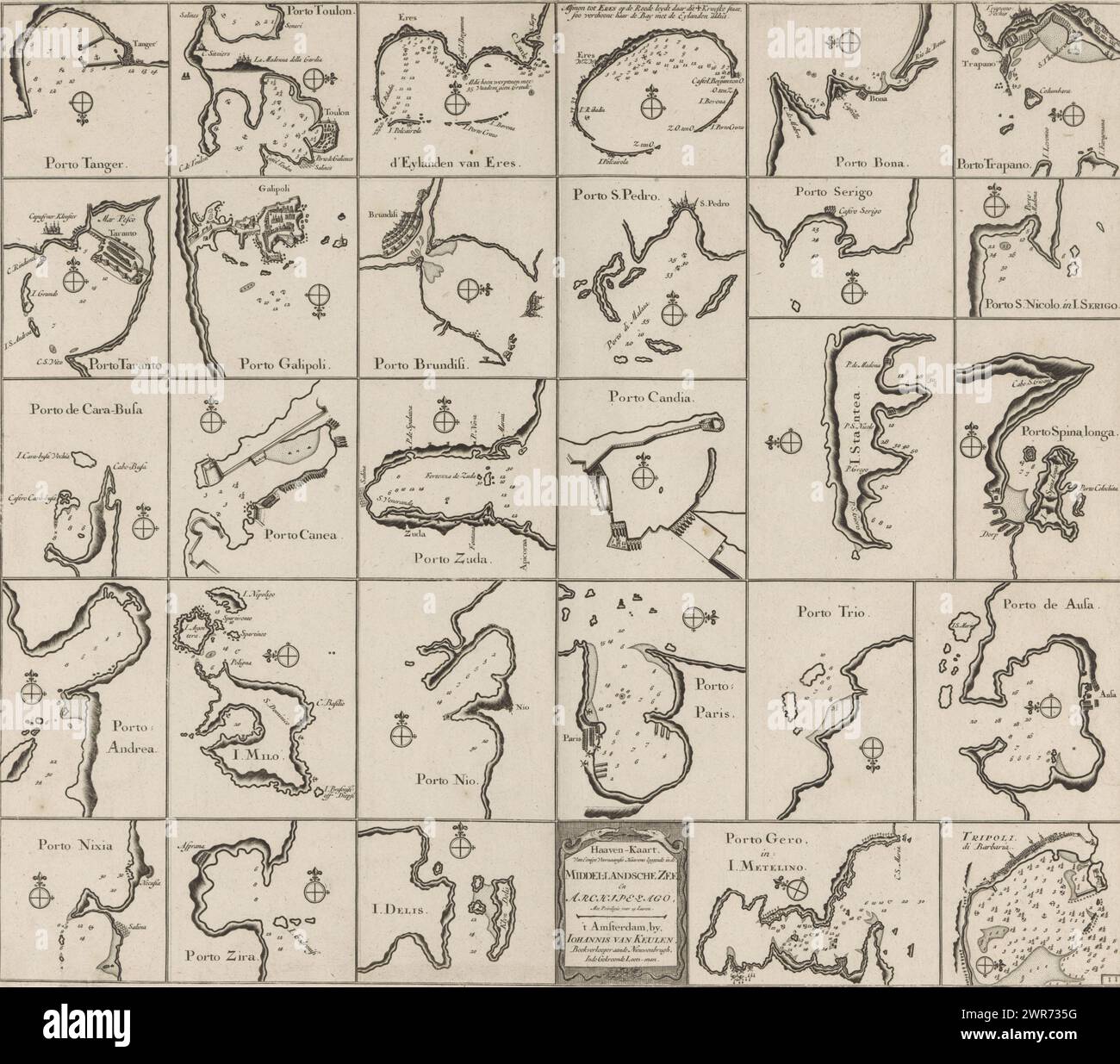 Sheet with 29 maps of ports and ports on the Mediterranean Sea, Port ...