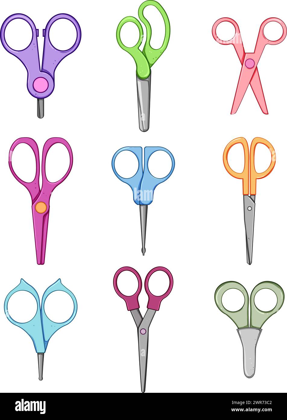 kid scissors set cartoon vector illustration Stock Vector Image & Art ...
