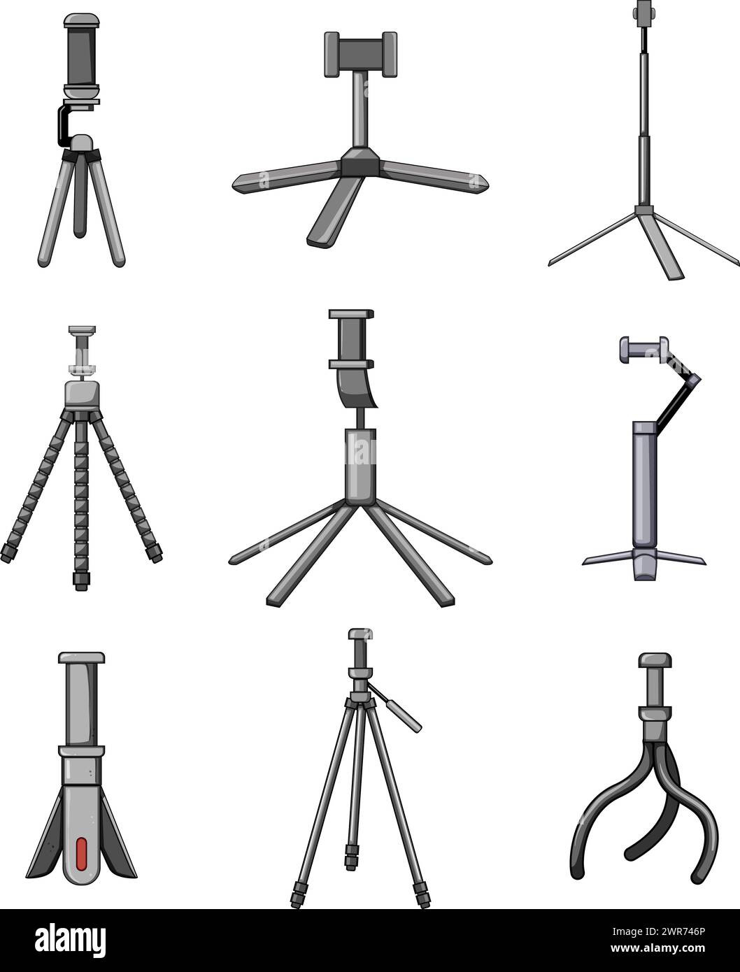 phone tripod set cartoon vector illustration Stock Vector Image & Art ...