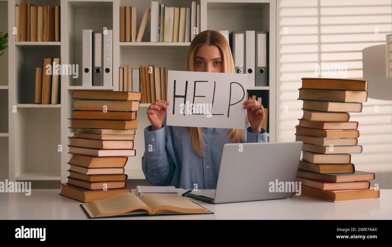 Confused tired student girl teen high school pupil exhausted stressed ...