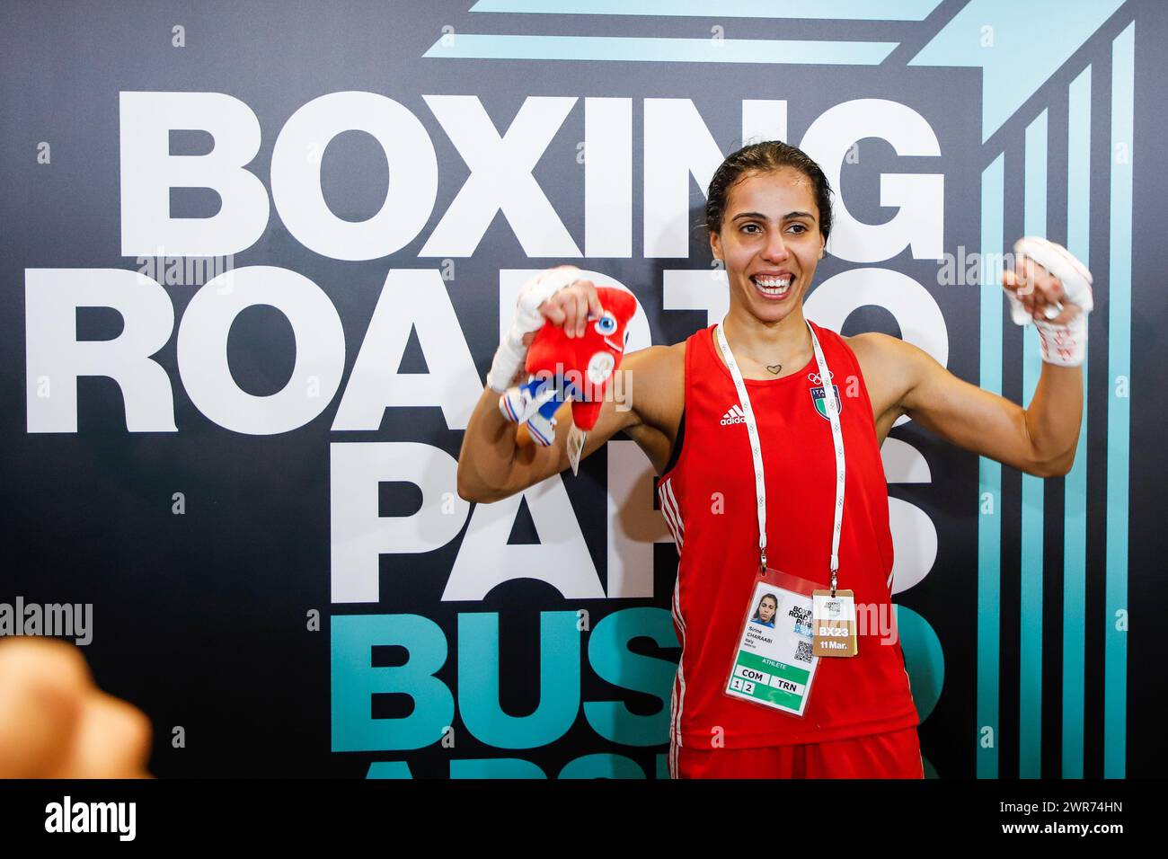 Sirine Charaabi during Boxing Road to Paris , Boxing match in Busto ...