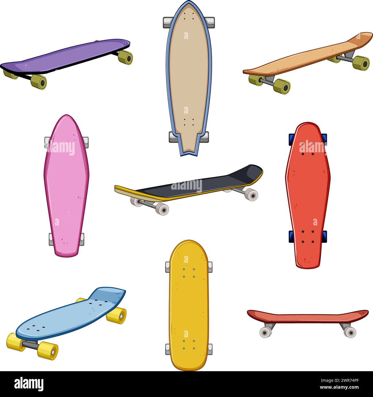 skate board set cartoon vector illustration Stock Vector Image & Art ...
