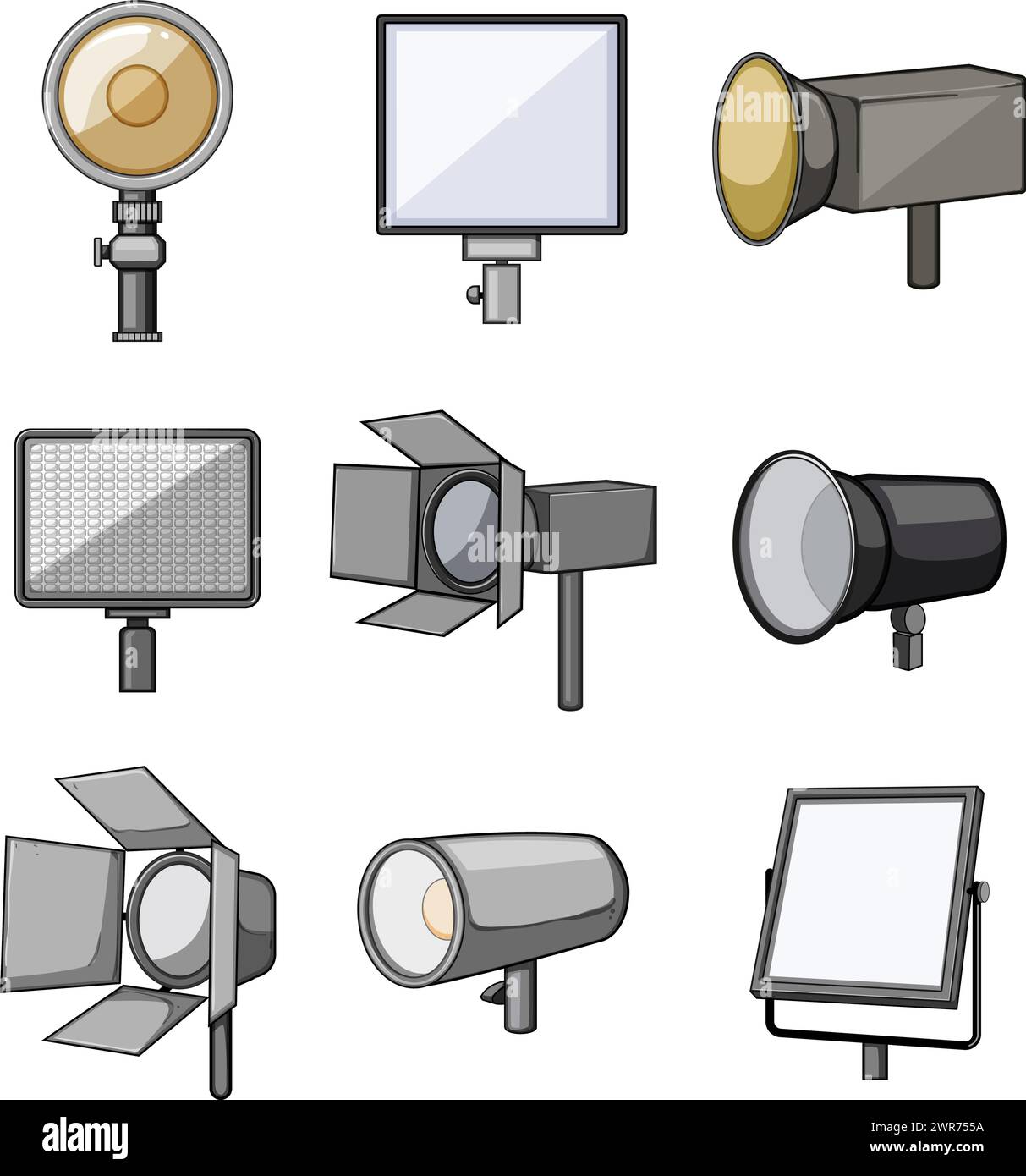 studio light set cartoon vector illustration Stock Vector Image & Art ...