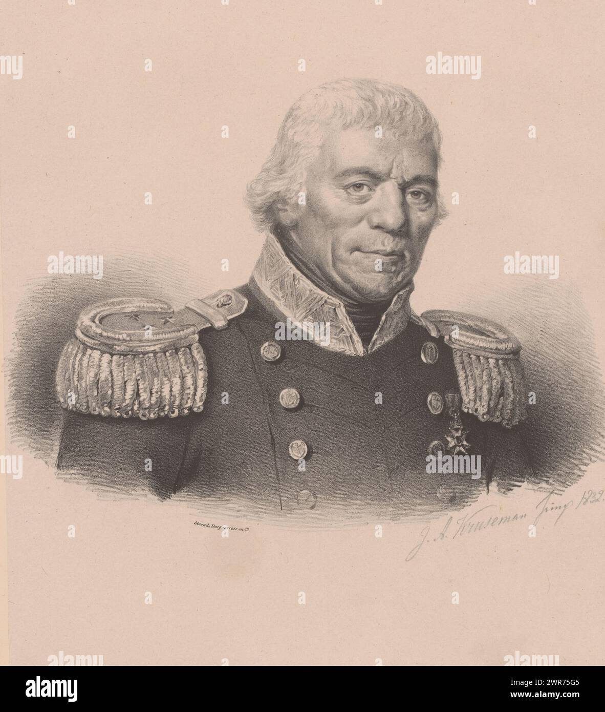 Portrait of Abraham Kuvel, The sitter wears a military uniform with a ...