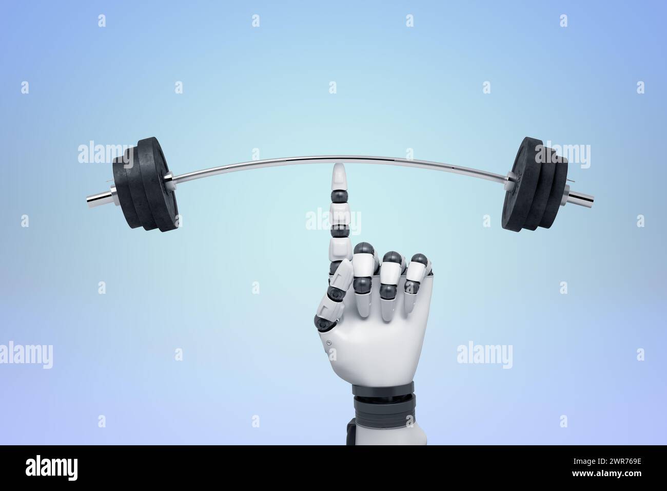 Robotic hand lifting a bent barbell Stock Photo - Alamy