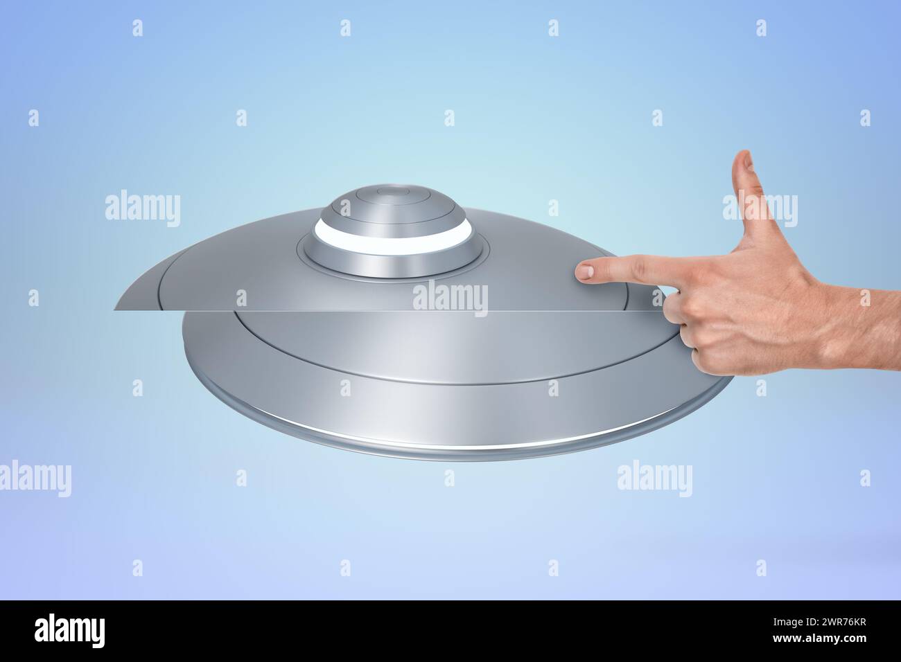 Hand interaction with an unidentified flying object Stock Photo - Alamy