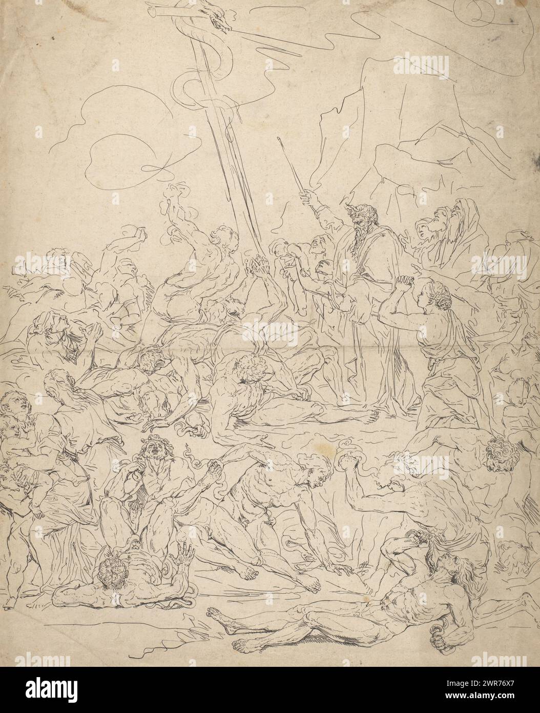 Moses shows the copper snake, Moses raises the copper snake, Moses ...