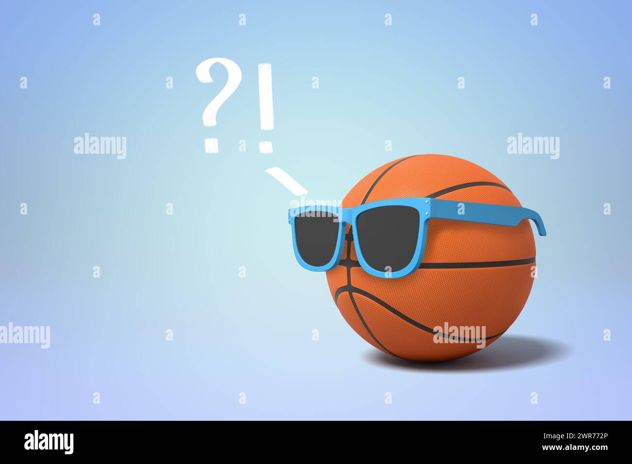 Basketball wearing sunglasses with question mark Stock Photo - Alamy
