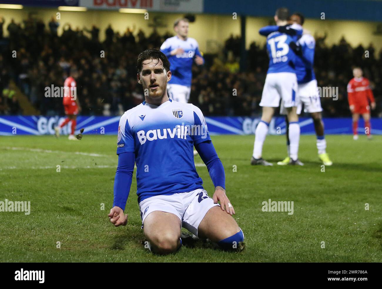 GOAL 2-1, Connor Mahoney of Gillingham goal celebration. - Gillingham v ...