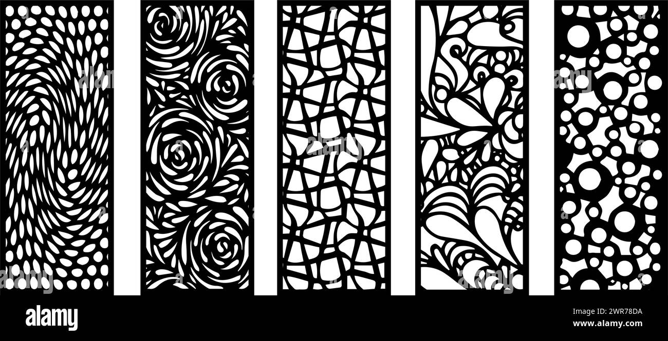 Decorative wall panels set, pattern with abstract flowers Stock Vector ...