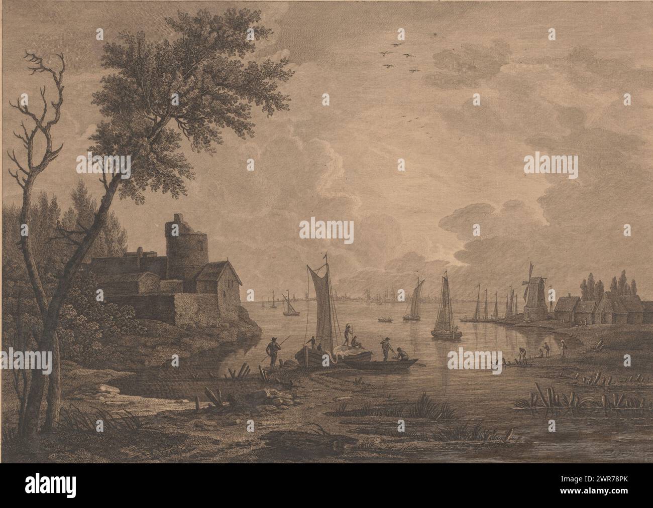 Landscape with fishing boats, print maker: Nicolas Dufour, after ...