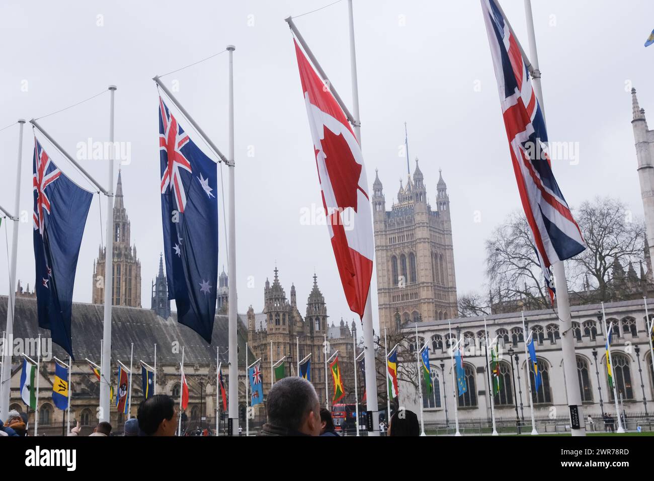 Parliament Square, London, UK. 11th Mar 2024. Commonwealth Day, flags ...